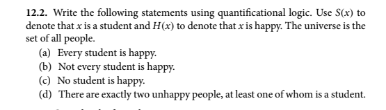 Solved 12.2. Write the following statements using | Chegg.com