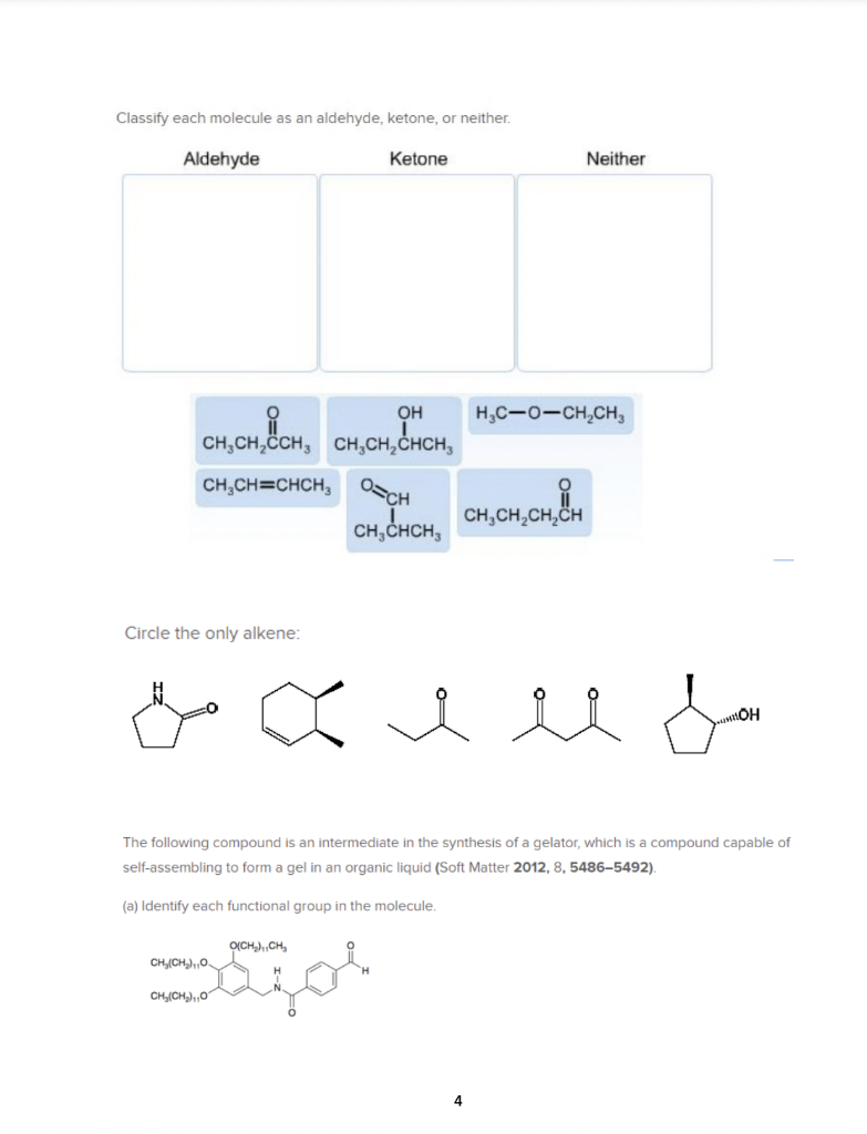 Solved Classify each molecule as an aldehyde, ketone, or | Chegg.com