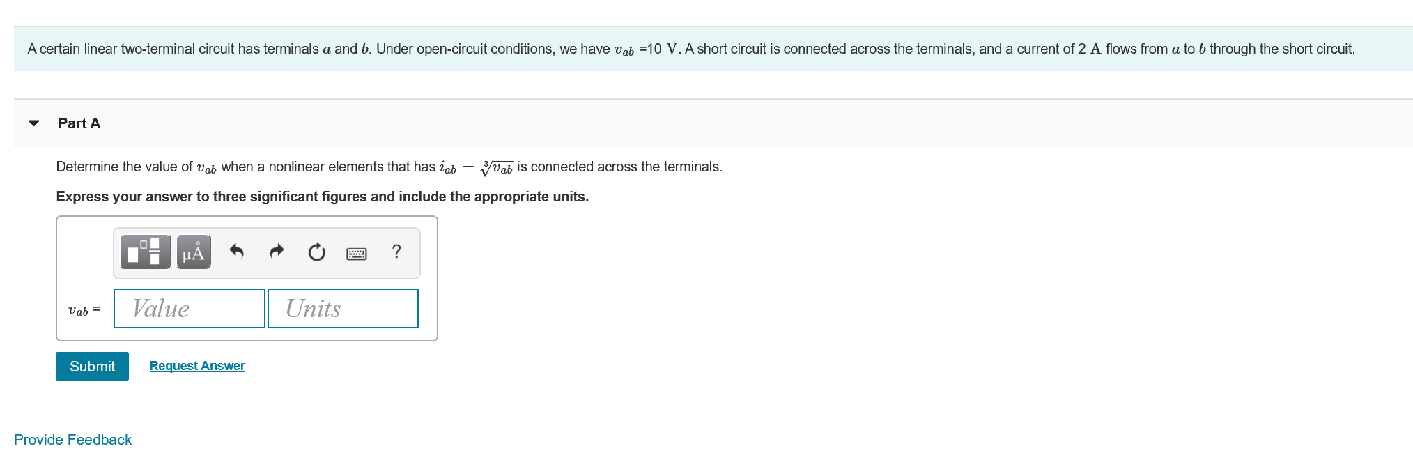 Solved A certain linear two-terminal circuit has terminals a | Chegg.com