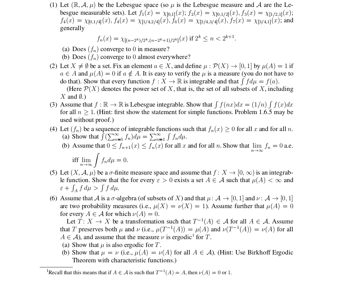 Solved 1 Let R A μ Be The Lebesgue Space So μ Is The