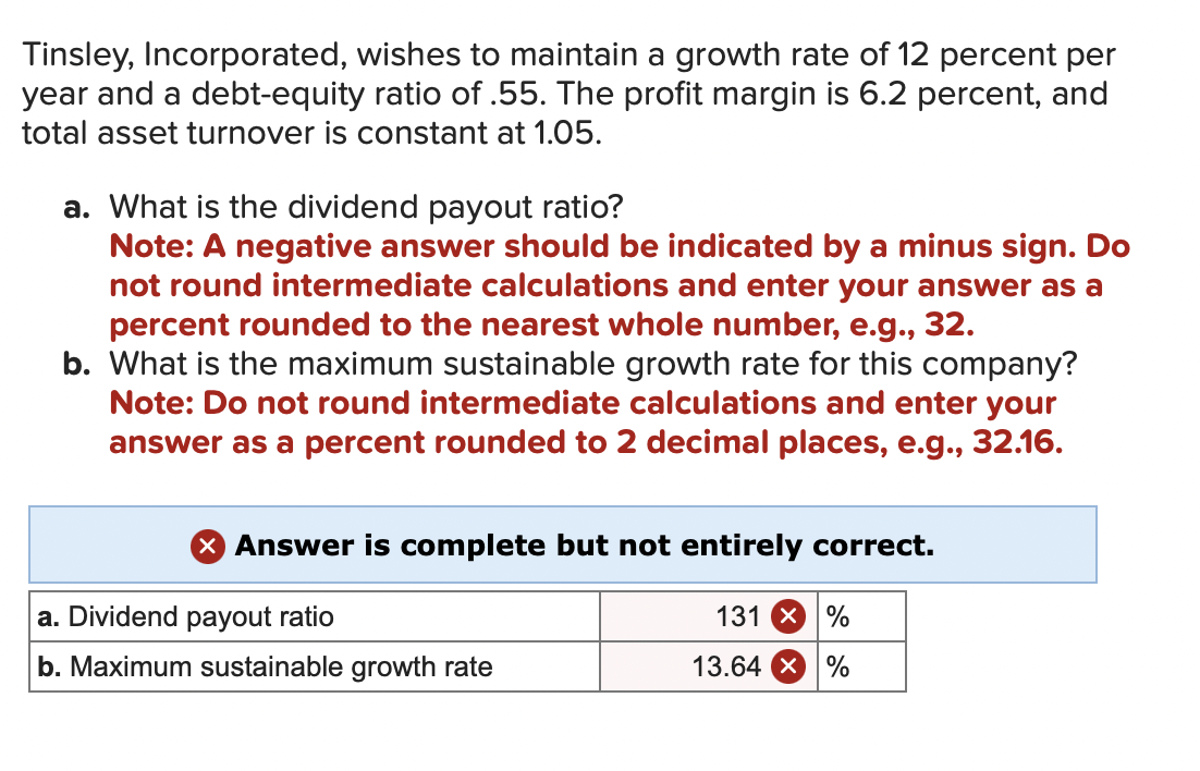 Solved Tinsley, Incorporated, wishes to maintain a growth | Chegg.com