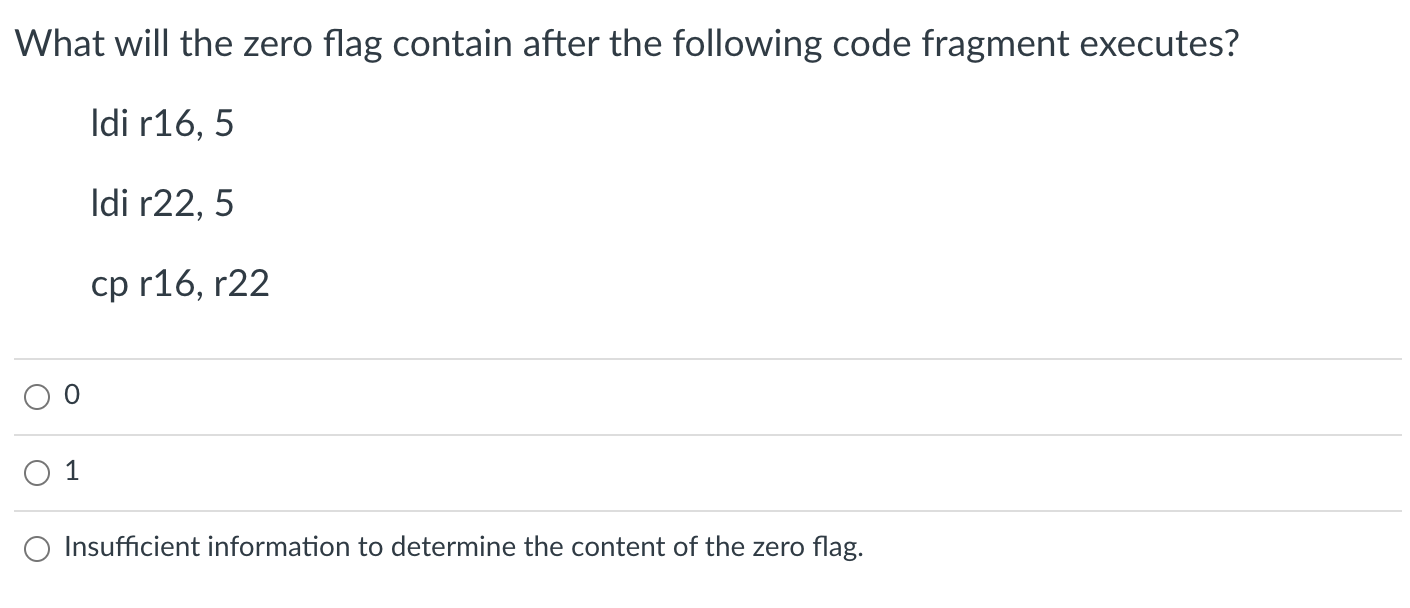 Solved What will the zero flag contain after the following | Chegg.com