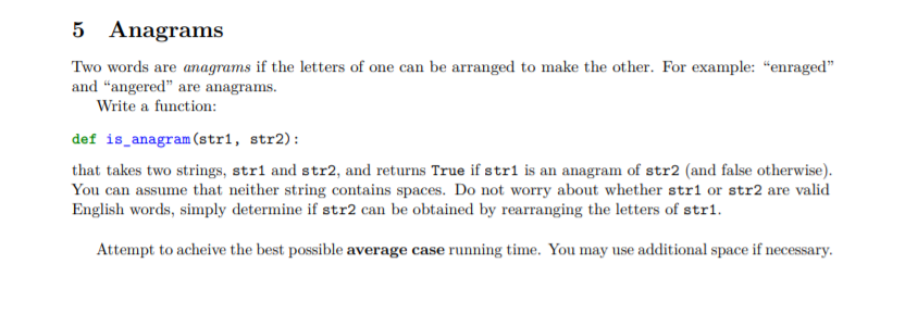 Solved 5 Anagrams Two words are anagrams if the letters of | Chegg.com