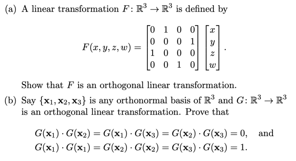 Solved (a) A linear transformation F: R3 R3 is defined by х | Chegg.com
