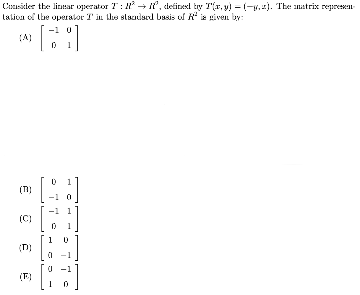 Solved Consider the linear operator T:R2→R2, defined by | Chegg.com