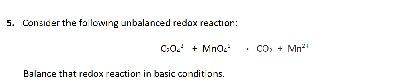 Solved Consider the following unbalanced redox | Chegg.com