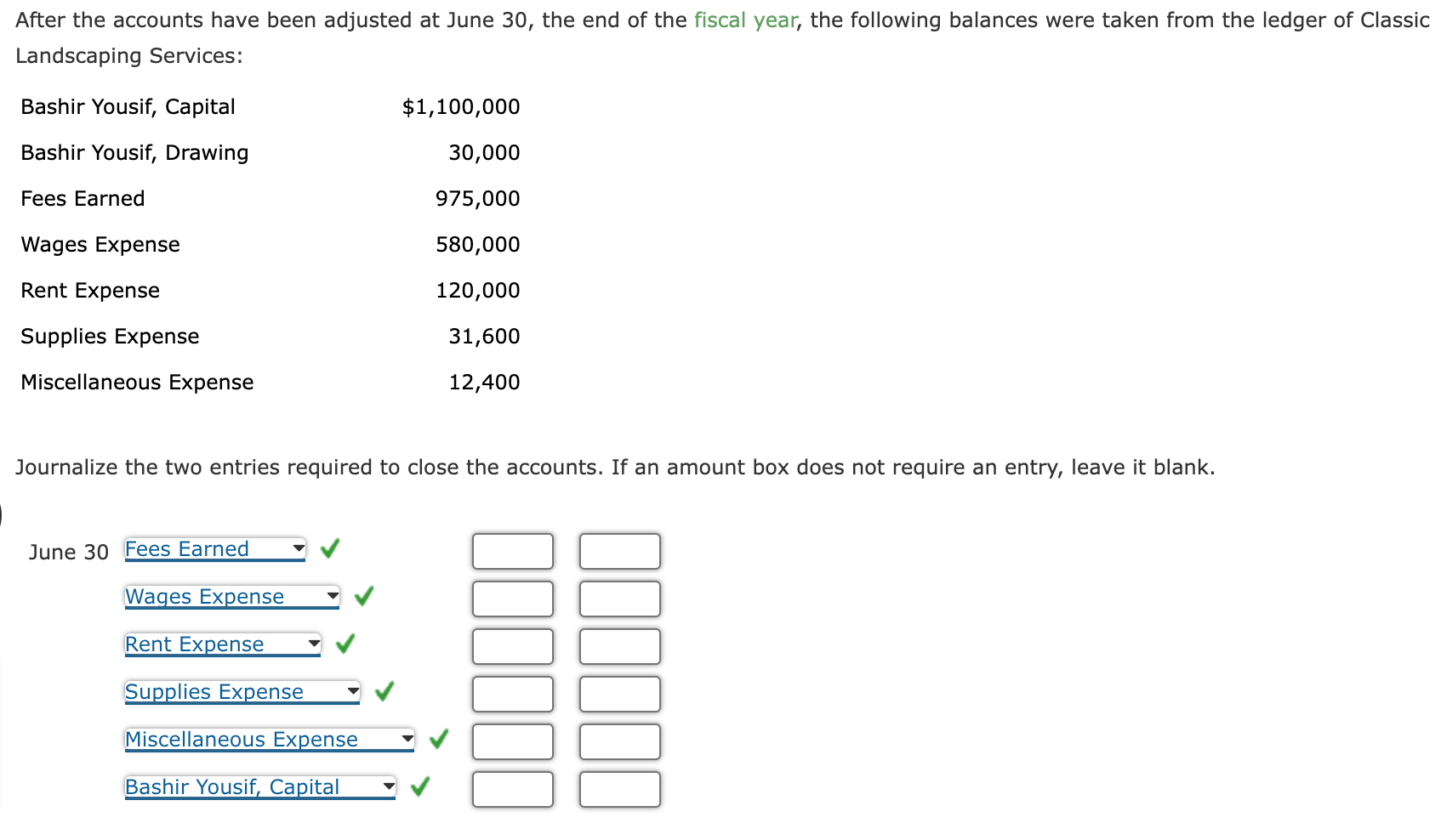 Solved After the accounts have been adjusted at June 30 , | Chegg.com