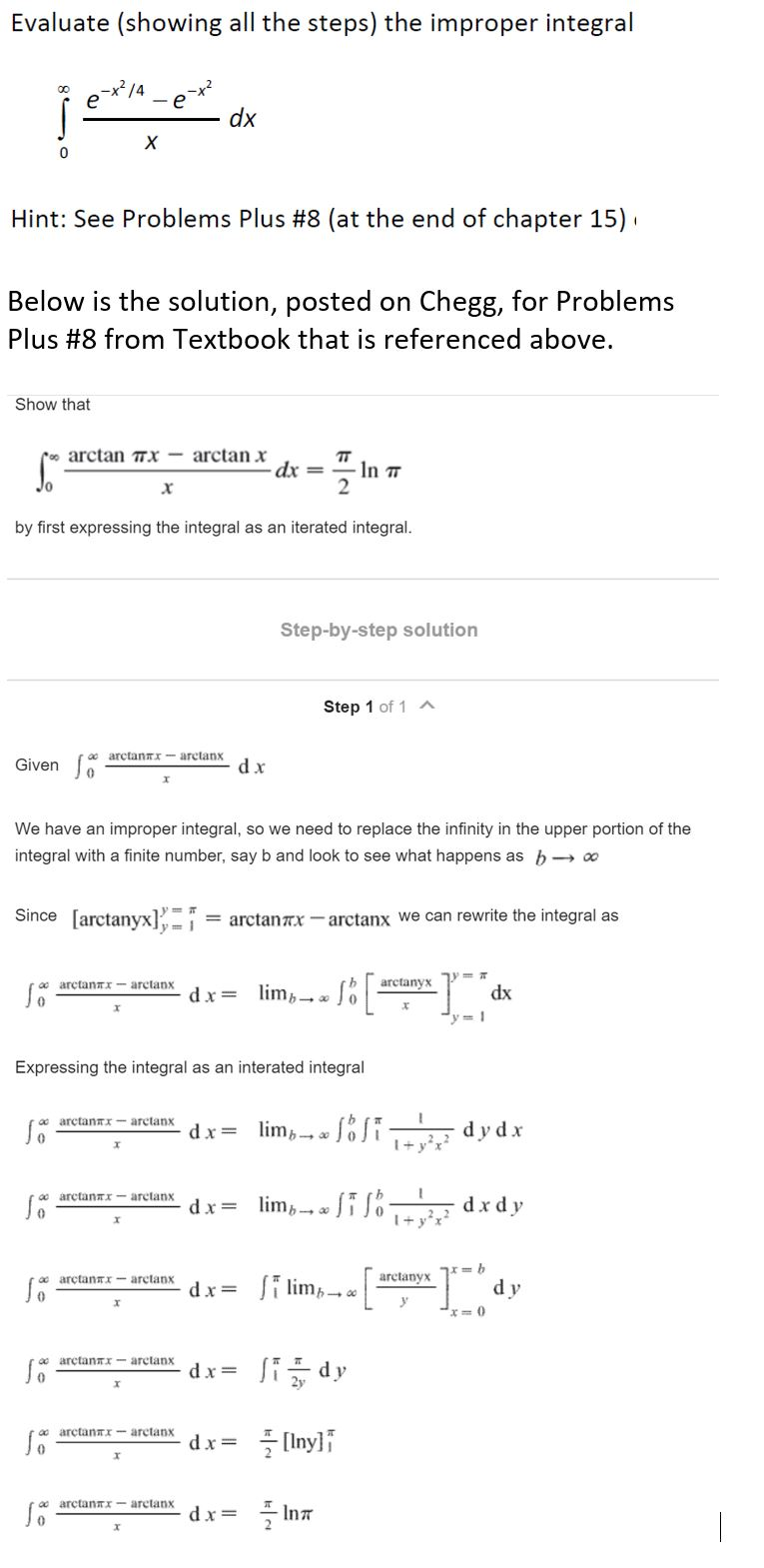 Solved Evaluate (showing all the steps) the improper | Chegg.com