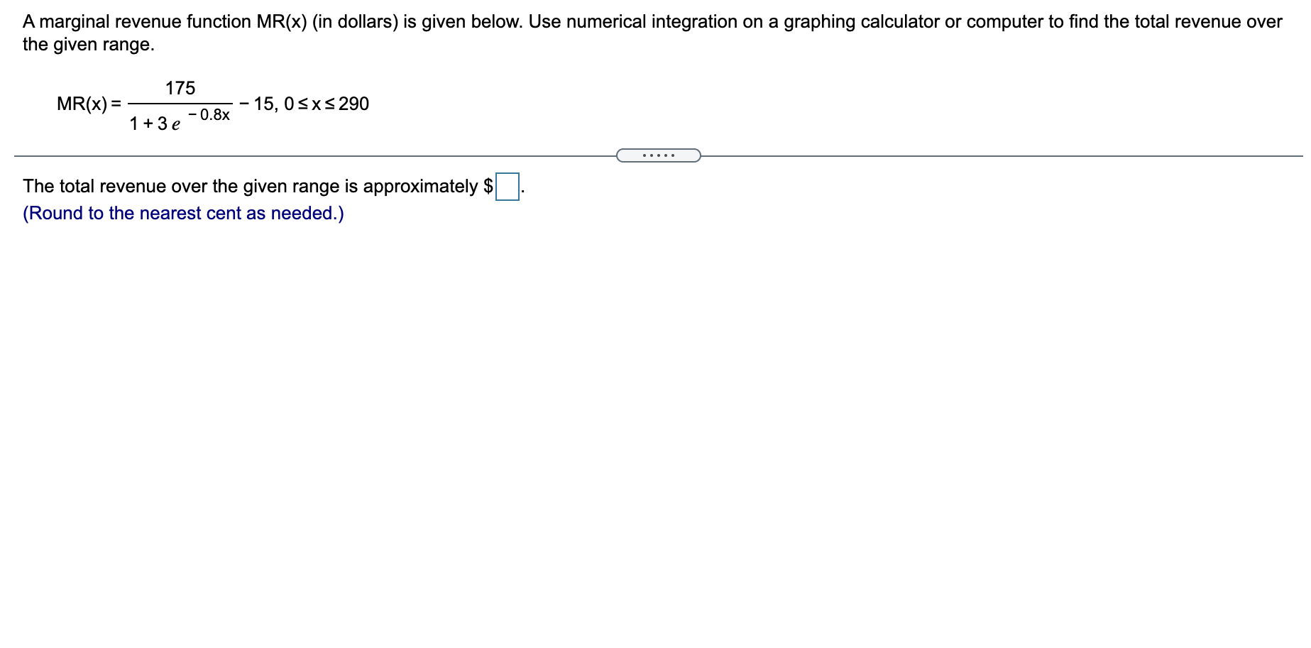 Solved A marginal revenue function MR(x) (in dollars) is | Chegg.com