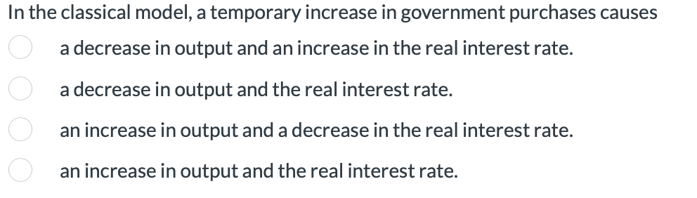 Solved In the classical model, a temporary increase in | Chegg.com