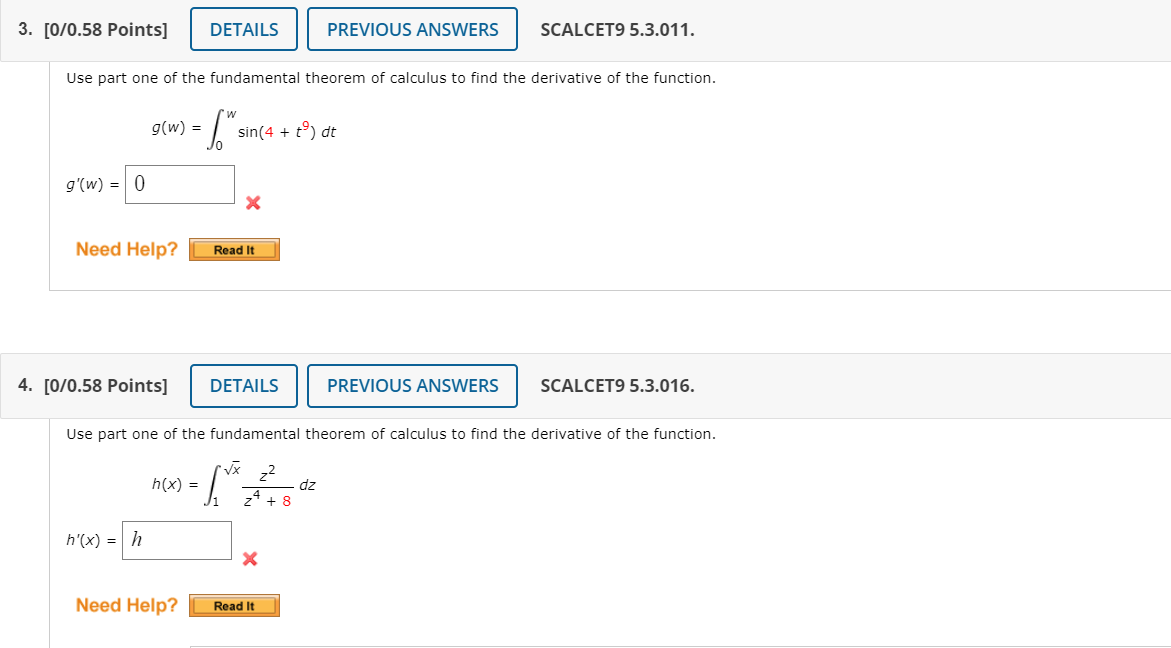 Solved 3. [0/0.58 Points] DETAILS PREVIOUS ANSWERS SCALCET9 | Chegg.com