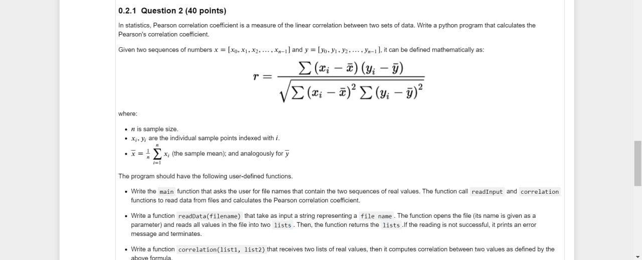 Solved 0.2.1 Question 2 (40 points) In statistics, Pearson | Chegg.com