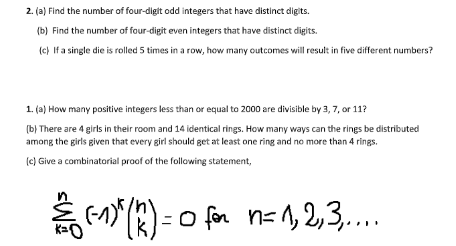 Solved 2. (a) Find the number of four-digit odd integers | Chegg.com