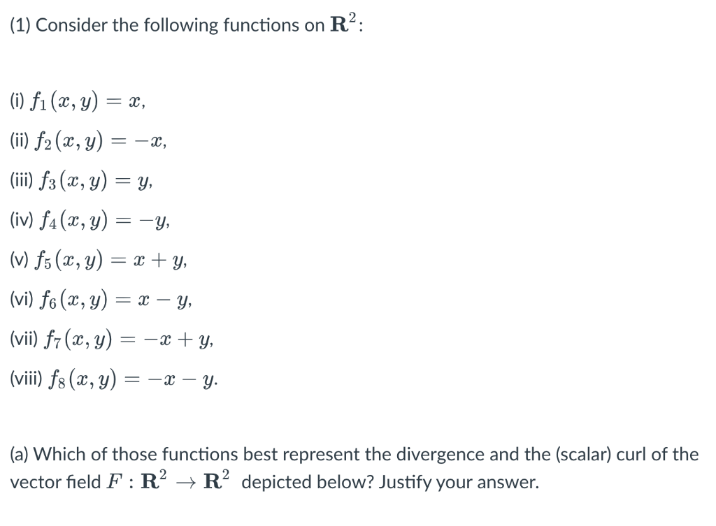 Solved (1) Consider the following functions on R2 : (i) | Chegg.com