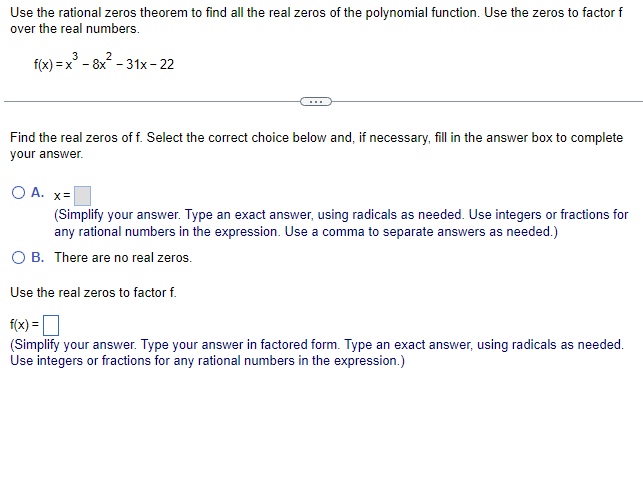 Solved Use the rational zeros theorem to find all the real | Chegg.com