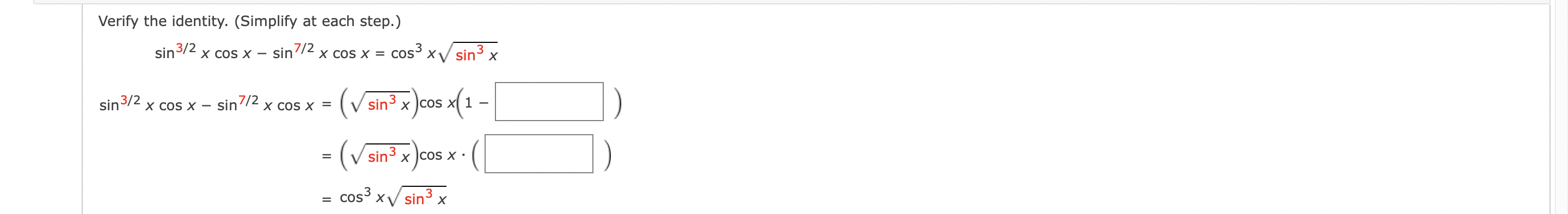 Solved Verify the identity. (Simplify at each step.) | Chegg.com