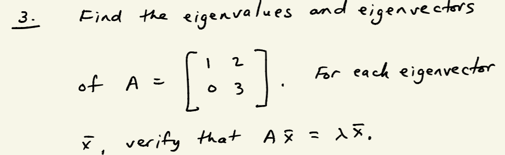 Solved 3. Find the eigenvalues and eigen vectors 2 of A = | Chegg.com