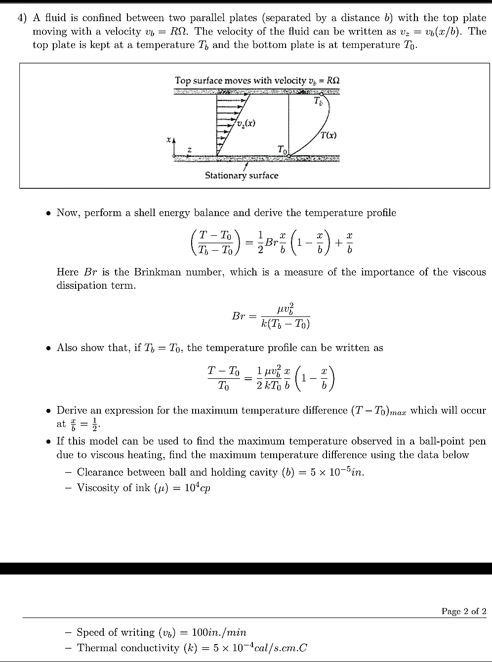 Solved 4) A fluid is confined between two parallel plates | Chegg.com
