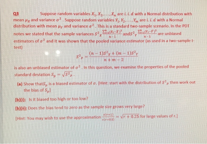 Solved Suppose random variables X_1, X_2, ..., X_n are i.i.d | Chegg.com
