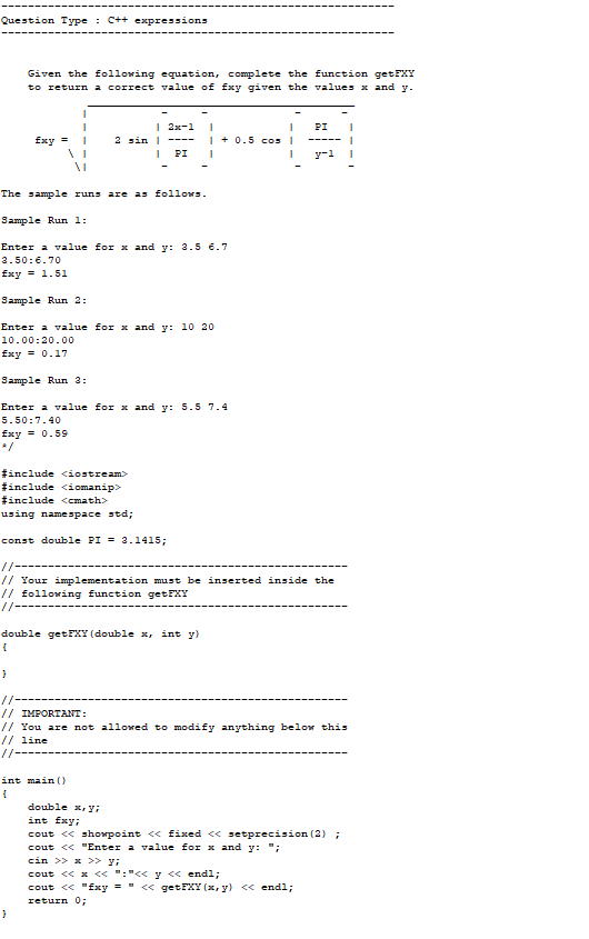 Solved Question Type : C++ expressions Given the following | Chegg.com