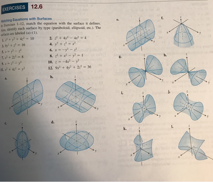 Solved 12.6 EXERCISES Matching Equations with Surfaces | Chegg.com