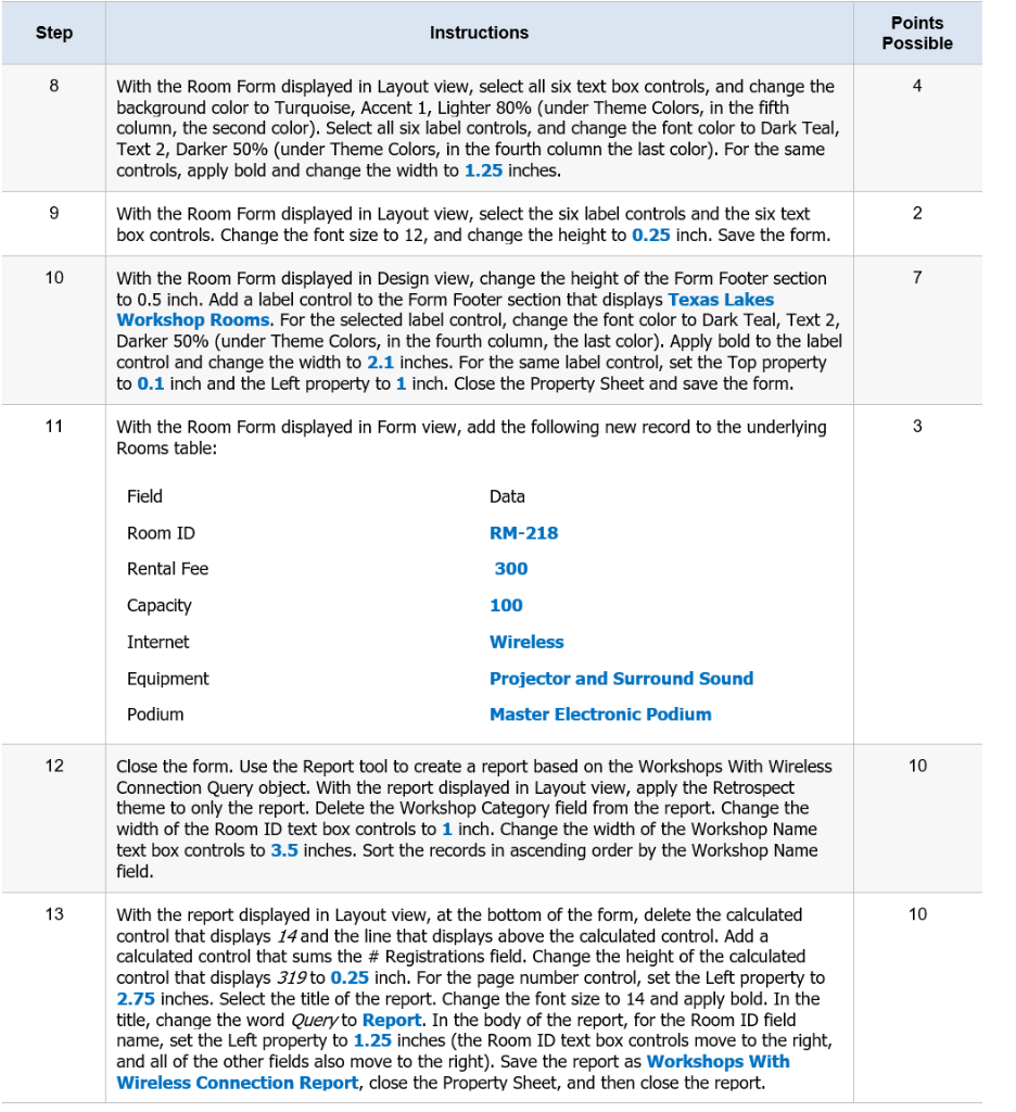 Solved 12 Close the form. Use the Report tool to create a | Chegg.com