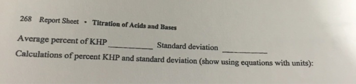 Solved Please help find the Average percent of KHP and | Chegg.com