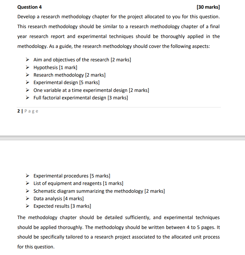 Question 4 30 Marks Develop A Research Methodology 