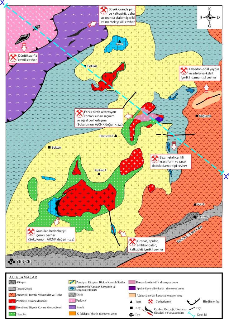 Solved A) Examine the given geological map and draw the X-X' | Chegg.com