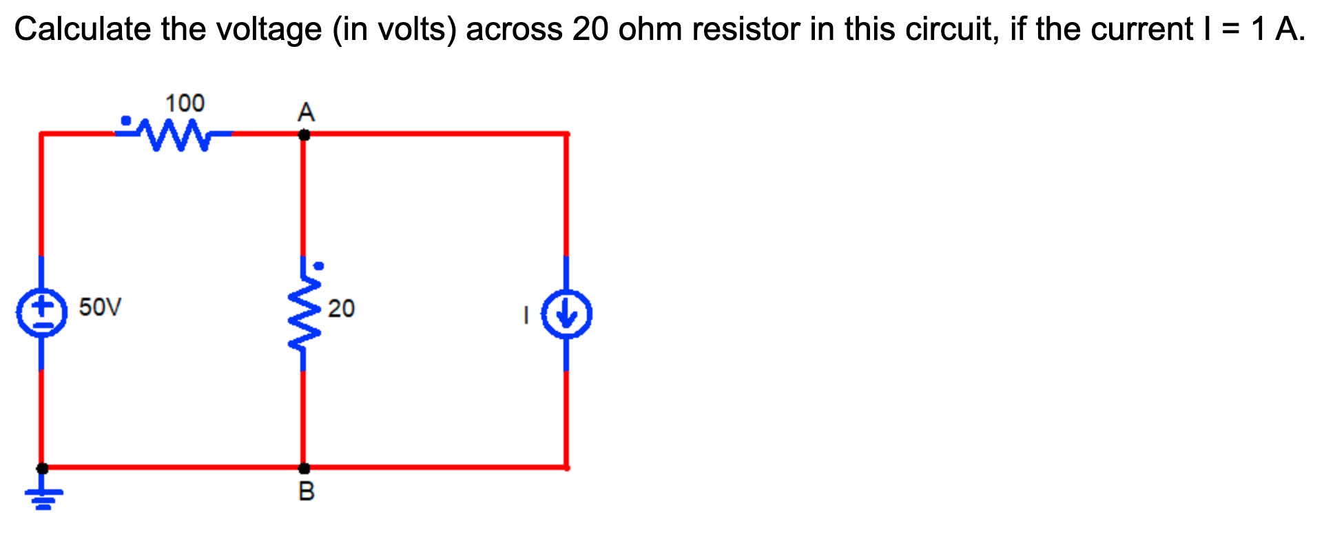 Solved Calculate the voltage (in volts) across 20 ohm | Chegg.com