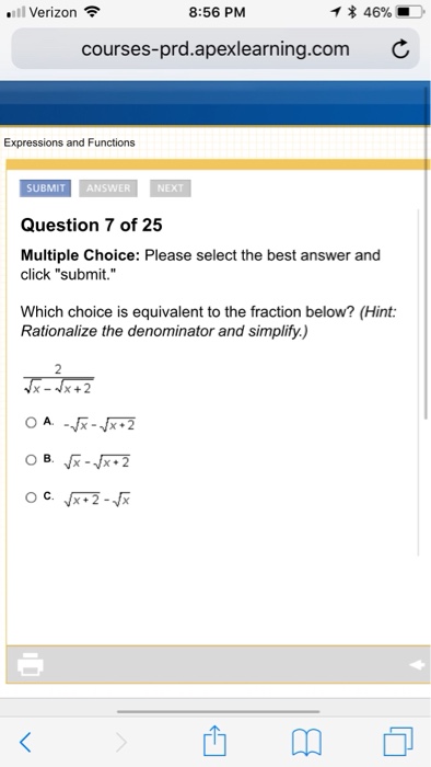 Solved .11 Verizon令 8:56 PM イ* 46%"-- | Chegg.com