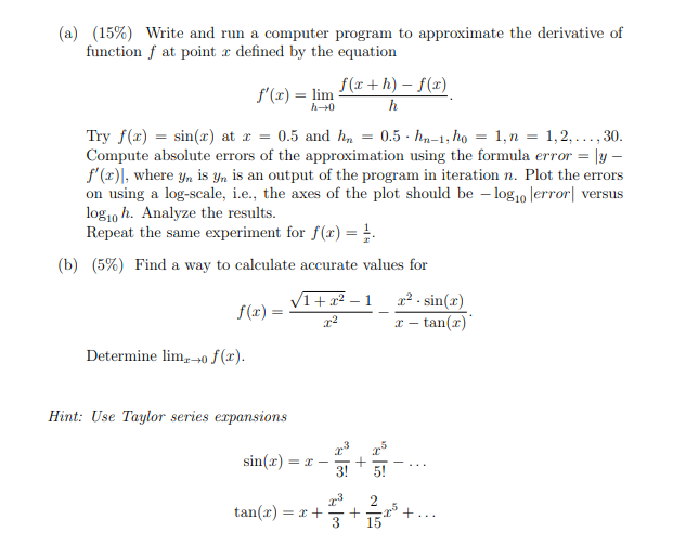 Solved (a) (15\%) Write and run a computer program to | Chegg.com