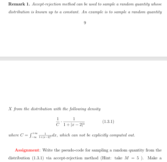 Remark 1. ﻿Accept-rejection method can be ﻿used to | Chegg.com