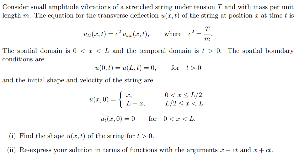 Solved Consider small amplitude vibrations of a stretched | Chegg.com