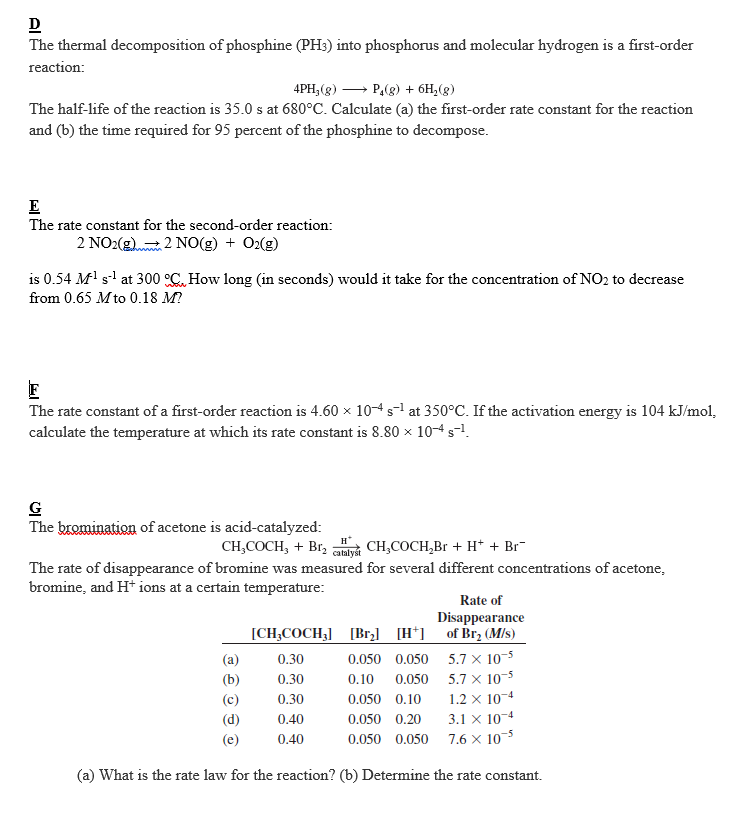 Solved The thermal decomposition of phosphine (PH3) into | Chegg.com