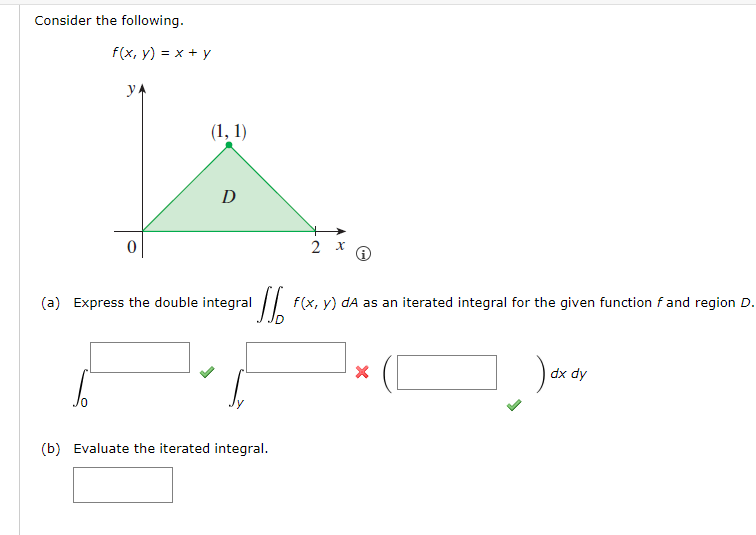 Solved Consider the following. f(x, y) = x + y YA (1,1) D 0 | Chegg.com