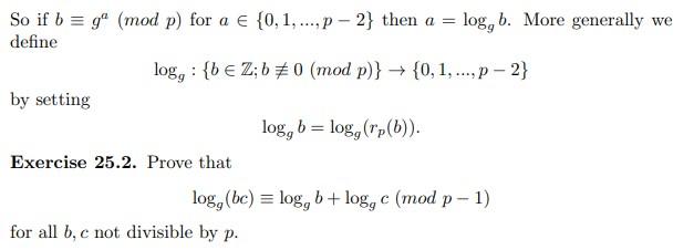 Solved So if b = gº (mod p) for a € {0,1,..., p - 2} then a | Chegg.com