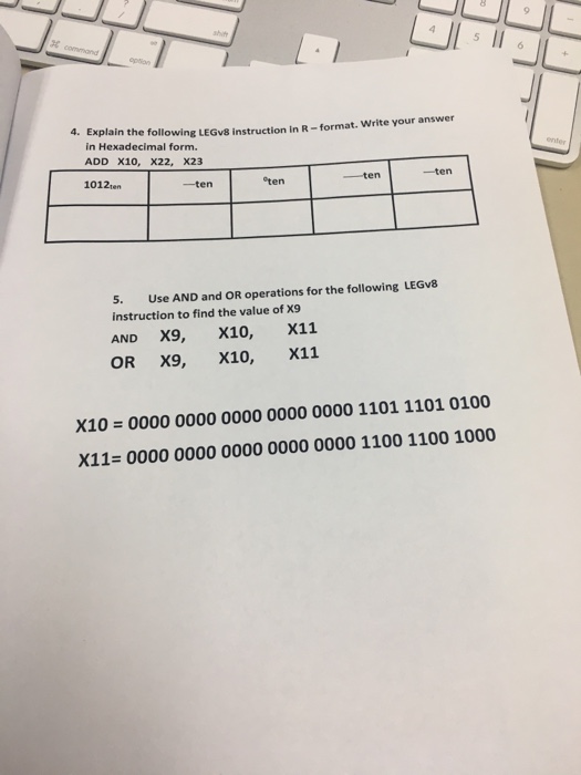 Solved 5 4. Explain the following LEGV8 instruction in R | Chegg.com