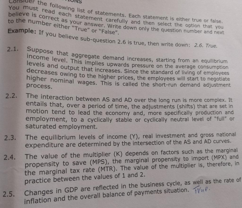 Solved the following list of statements. Each statement is | Chegg.com