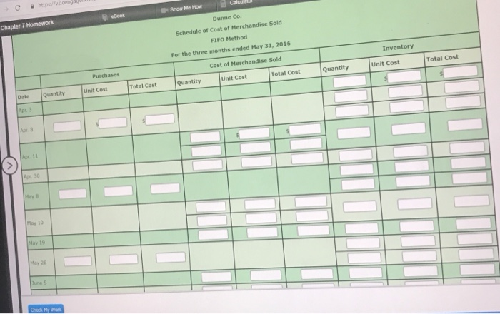 Solved Chapter 7 Homework Show Me How Calculato FIFO | Chegg.com