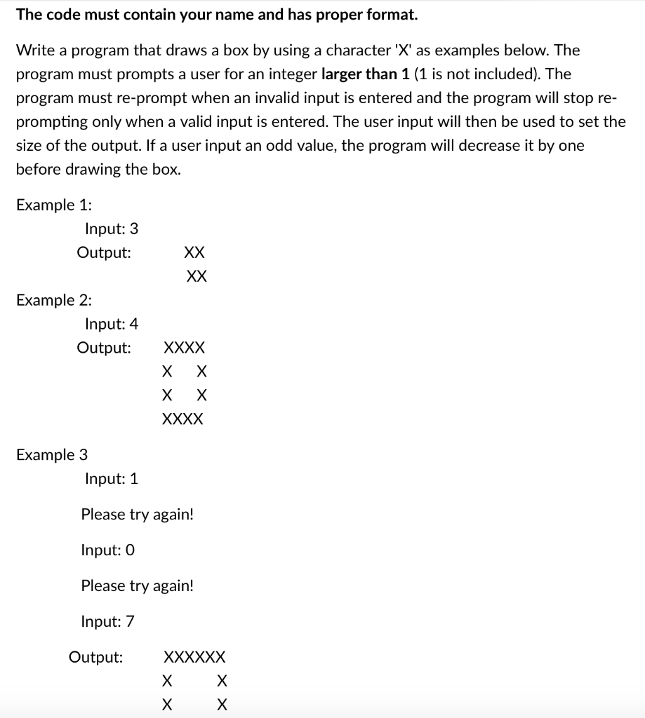 Solved The code must contain your name and has proper | Chegg.com