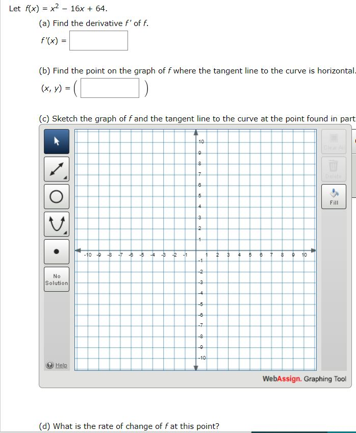 Solved Let f(x) = x2 - 16x + 64. (a) Find the derivative | Chegg.com