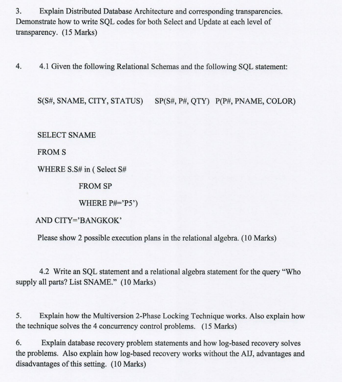 Solved 3. Explain Distributed Database Architecture and | Chegg.com