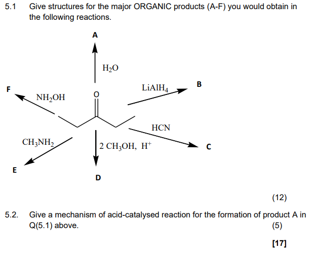 Solved 5.1 Give structures for the major ORGANIC products | Chegg.com