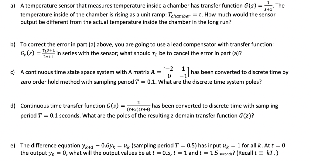 Solved a) A temperature sensor that measures temperature | Chegg.com