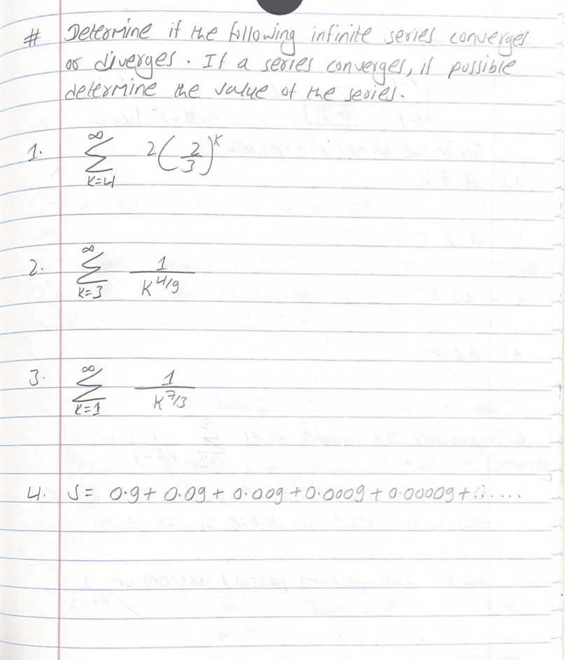 Solved \# Determine if the following infinite series | Chegg.com