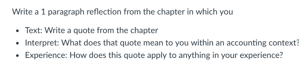 Solved Write a 1 paragraph reflection from the chapter in | Chegg.com