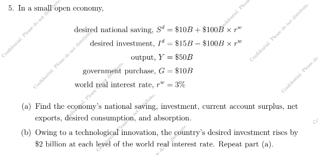 Solved 5. In a small open economy, desired national saving, | Chegg.com