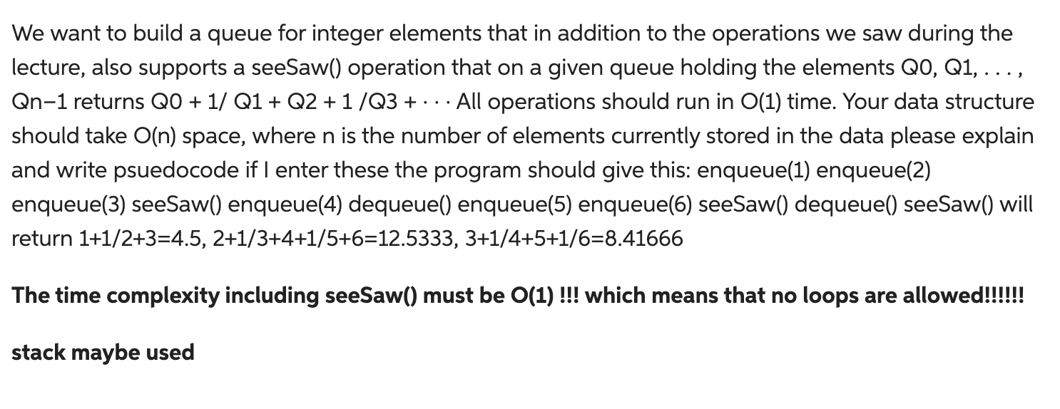 Solved We want to build a queue for integer elements that in | Chegg.com