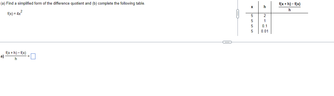 Solved (a) ﻿Find a simplified form of the difference | Chegg.com